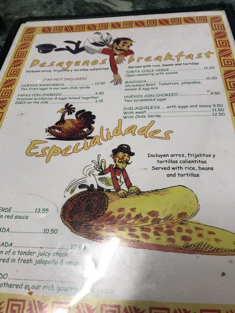 Menu at Arizona Cafe, Bakersfield