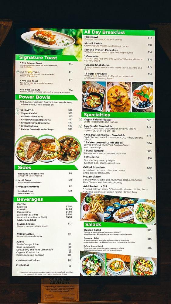 Menu at Avo Miami desserts, Miami Beach