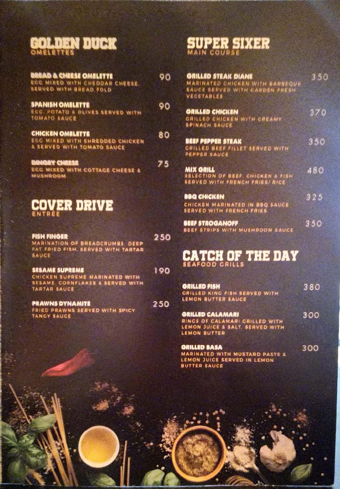 Menu at Cricket Shack, Thiruvananthapuram, 5th floor Asiatic Business ...