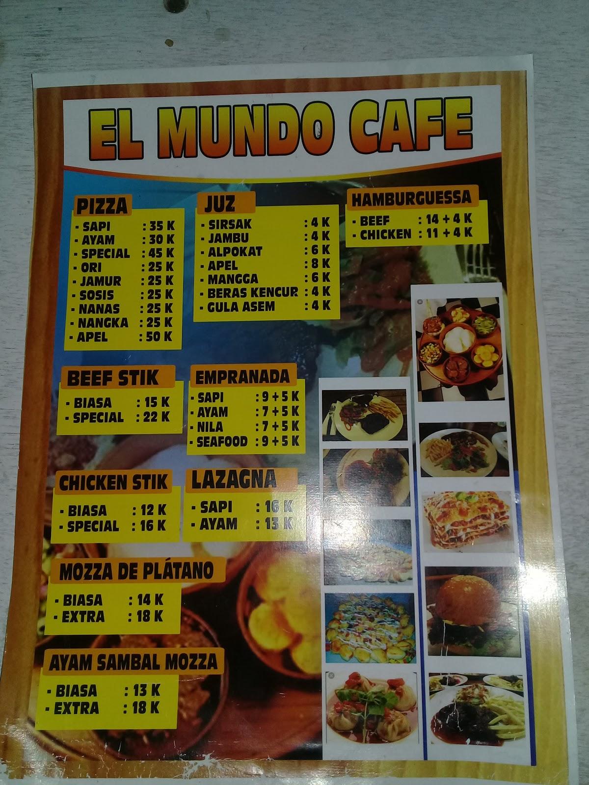 Menu at El Mundo Caffe Pizza cafe, Pagerdawung