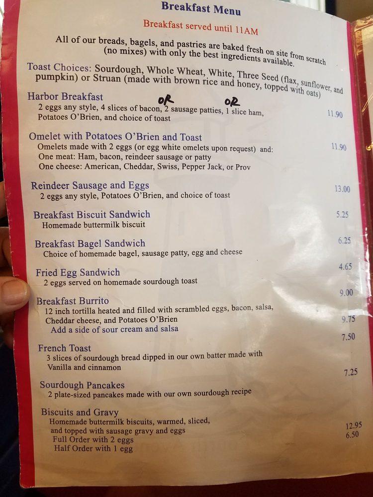 Menu at Lighthouse Cafe & Bakery, Seward