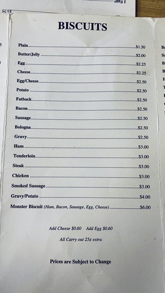 Menu at Little Biscuit Barn, Honea Path
