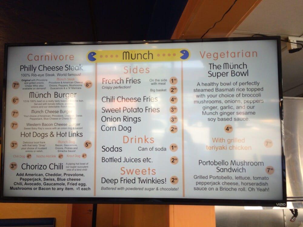 Carta del restaurante Munch, Santa Cruz