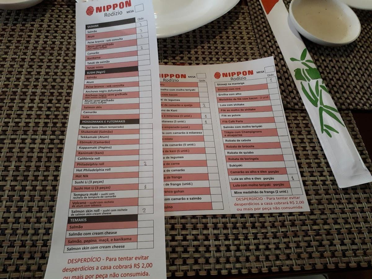 Menu em Nippon restaurante, Brasília, Asa Sul Comércio Local Sul 207