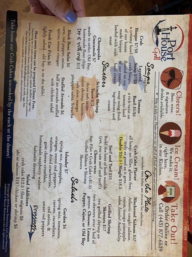 Menu at Port House Creamery restaurant, North East