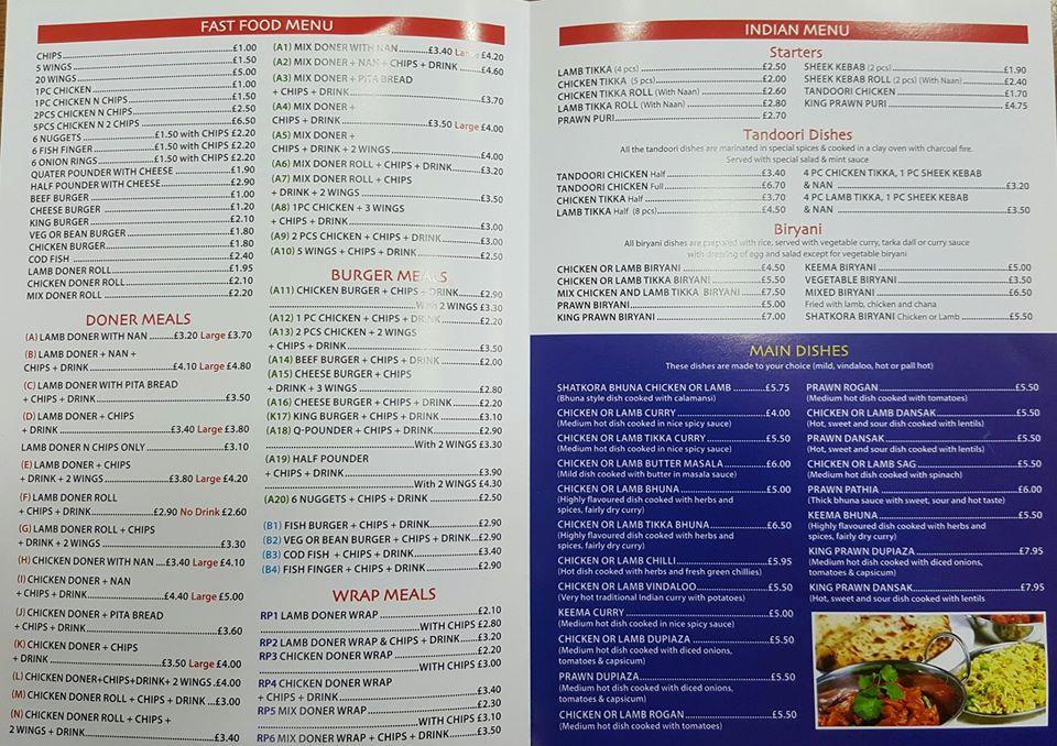 Menu at Real Spice restaurant, London, 824 Romford Rd