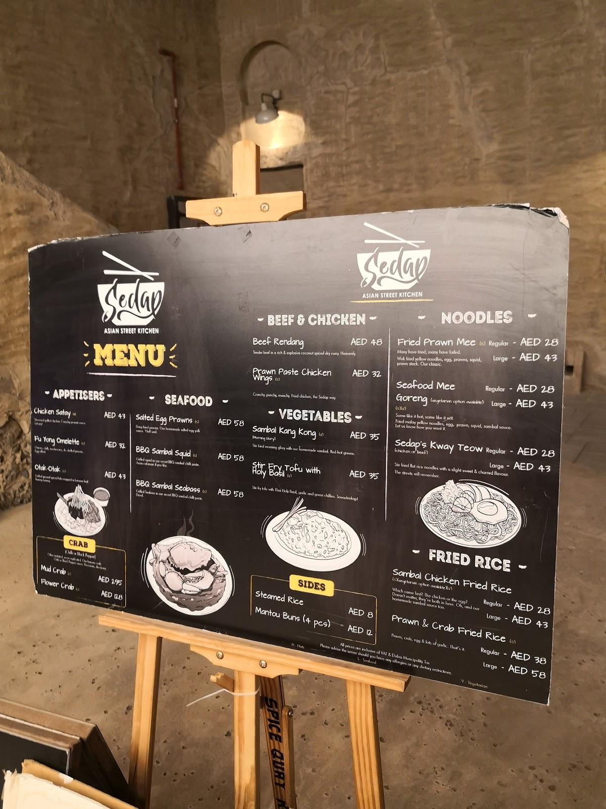 Menu at Sedap Asian Street Kitchen restaurant, Dubai
