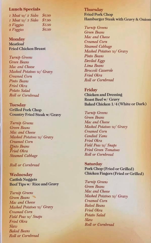 Menu at Stampede Steakhouse, Talladega