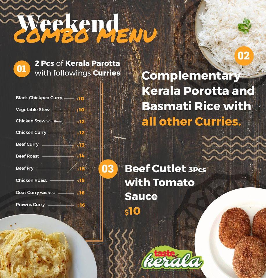 Menu at Taste of Kerala restaurant, Bundaberg Central, 3A Bingera St