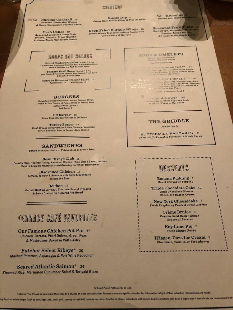 Menu at Atrium Cafe, Biloxi, 875 Beach Boulevard
