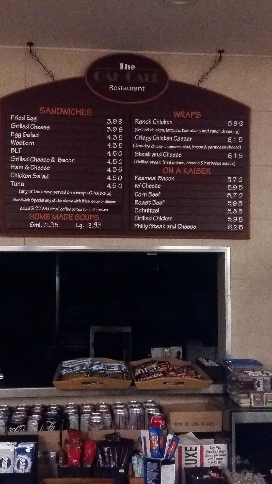 Menu at Oak Cafe, Hamilton