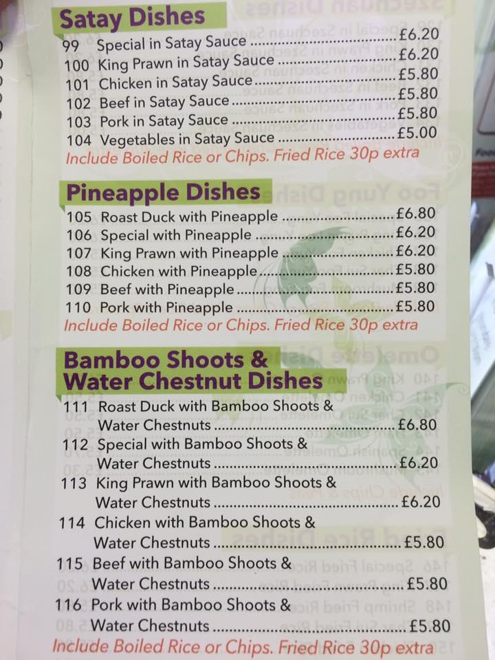 Menu at Cam Hing restaurant, Lisburn