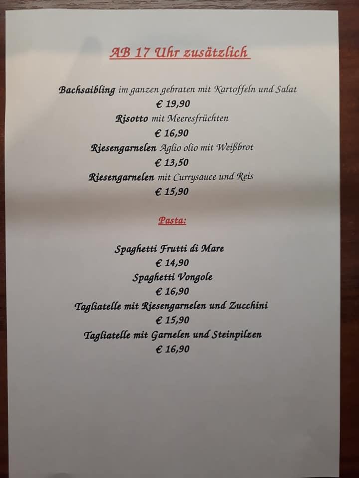 Menu at Fido's restaurant, Steyr