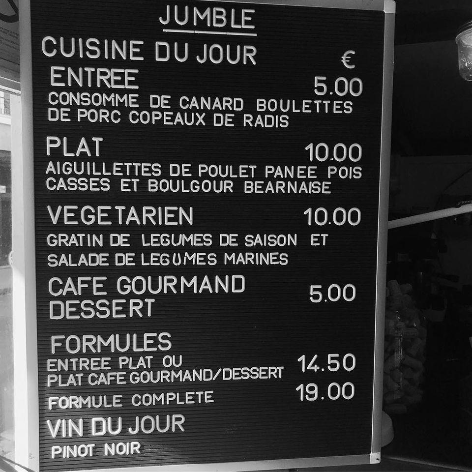 Menu at Jumble pub & bar, Lyon