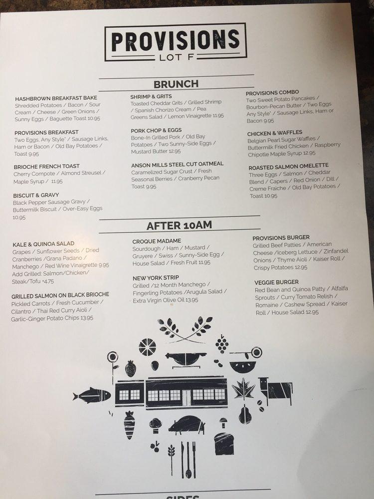 Menu at Provisions Lot F pub & bar, Ames