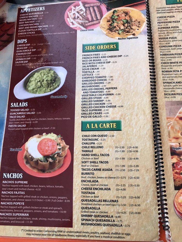 Menu at Sazon Mexican Restaurant, Williamson