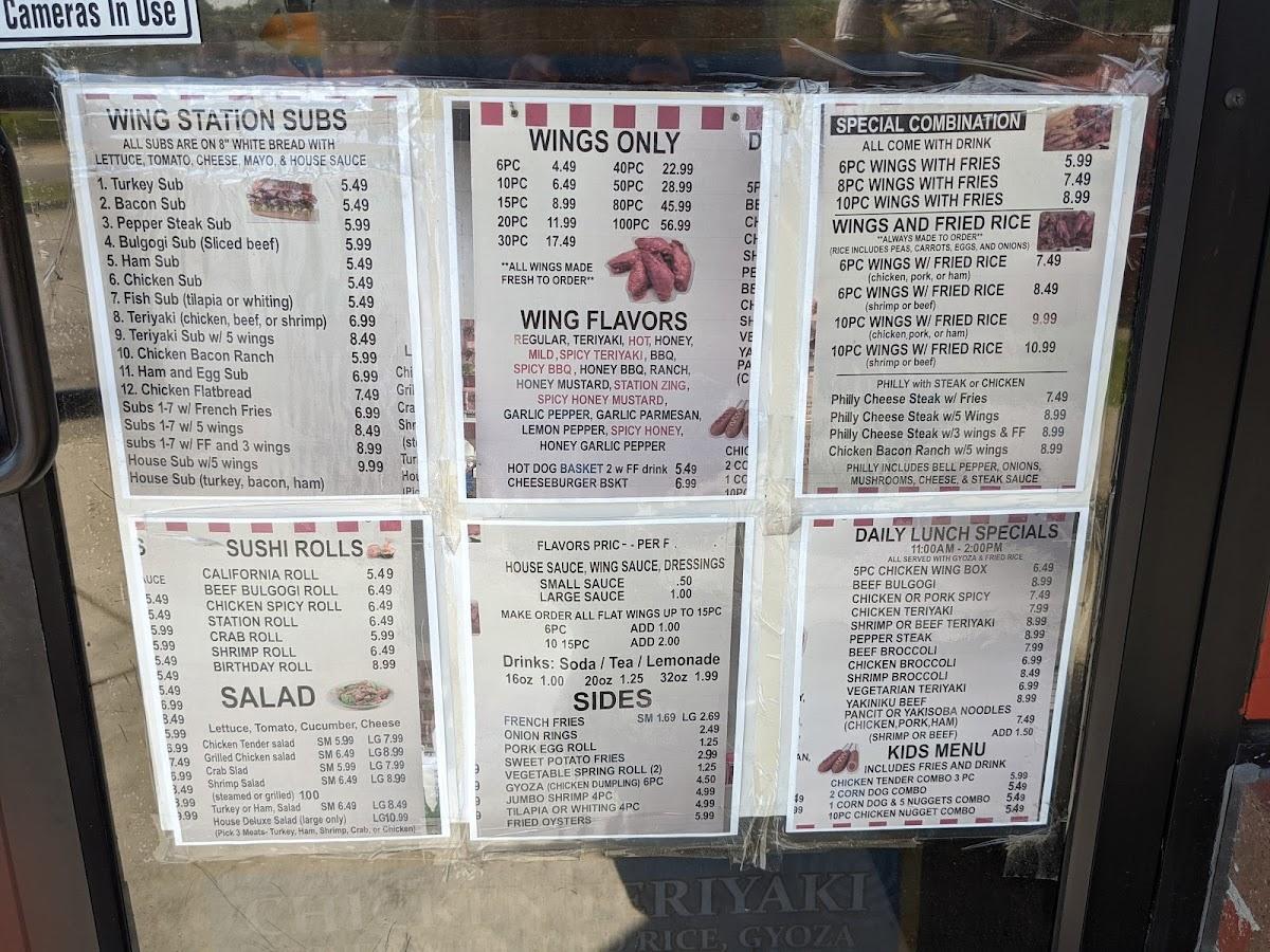 Menu at Wing Station restaurant, Orangeburg