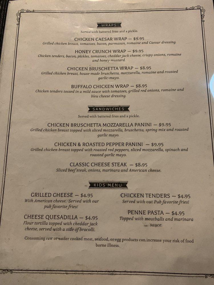 Menu at Broadway Pub, Bangor