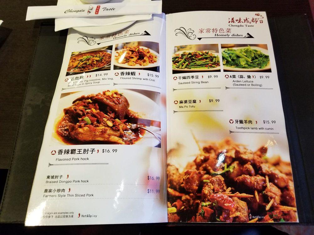 Menu at Chengdu Taste restaurant, Alhambra