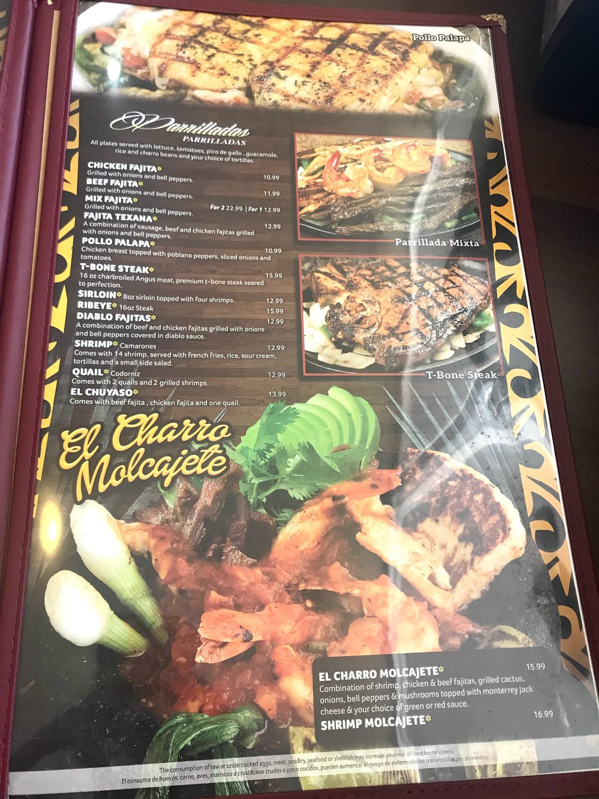 Menu at El Charro Mexican Restaurant Bar & Grill, Cameron