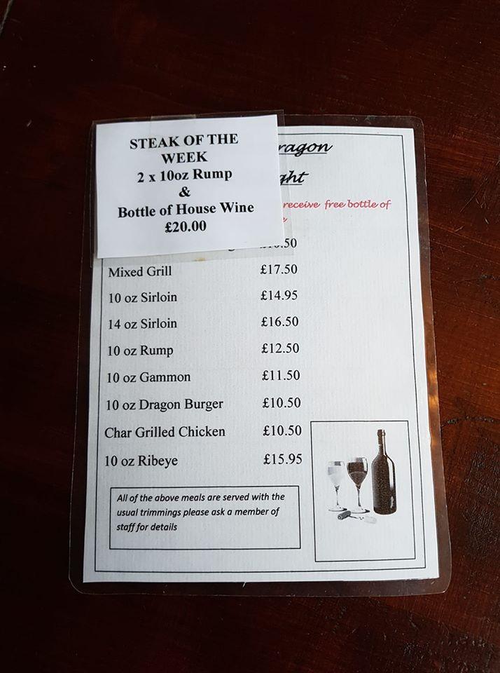 Menu at The George & Dragon pub & bar, Newton Aycliffe