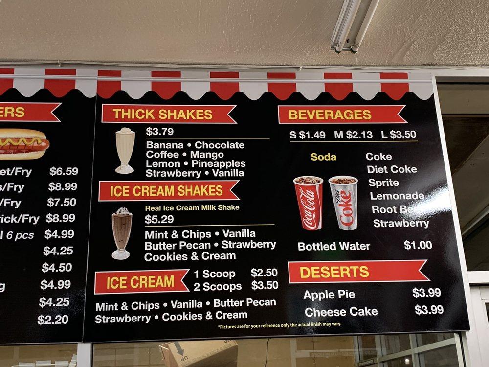 Menu at Giant Burgers restaurant, Oakland, MacArthur Blvd