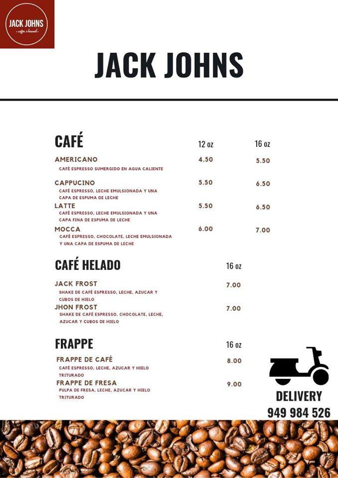 Menu at Jack Johns FoodTruck, Lurin