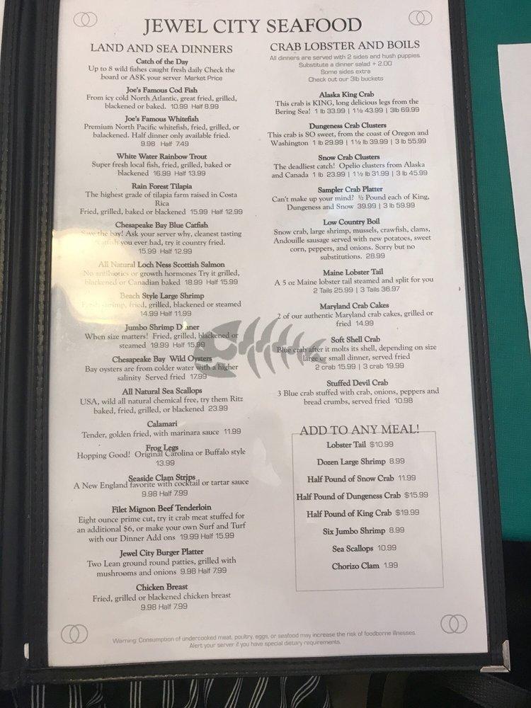 Menu at Jewel City Seafood Restaurant & Market, Huntington