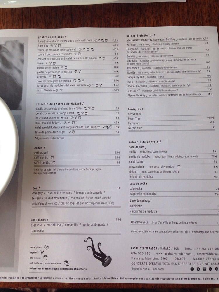 Menu at Restaurant Lasal del Varador, Mataró