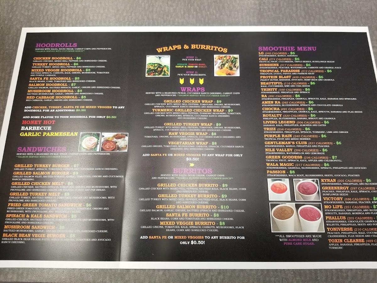 Menu at Smooth Living restaurant, Memphis