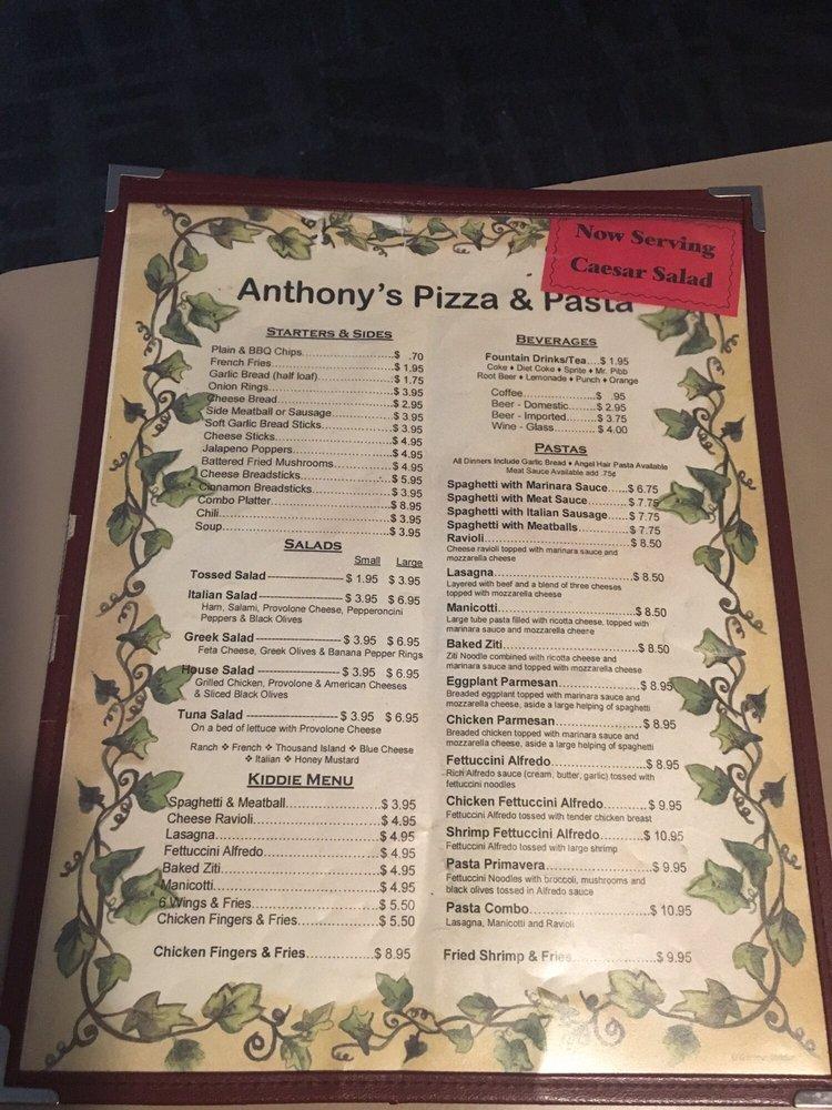 Menu at Anthony's Pizza & Pasta pizzeria, McDonough