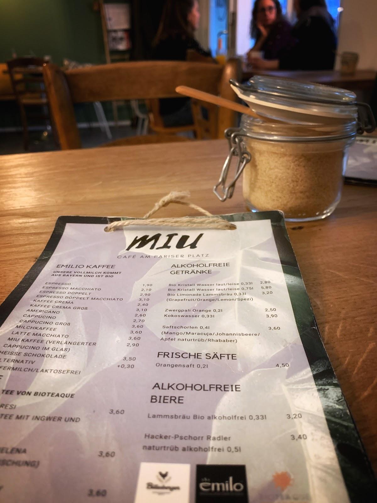 Speisekarte von Cafe Miu, München