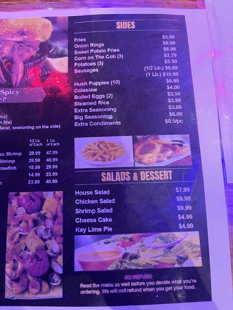 Menu at Fat Crab restaurant, Houston