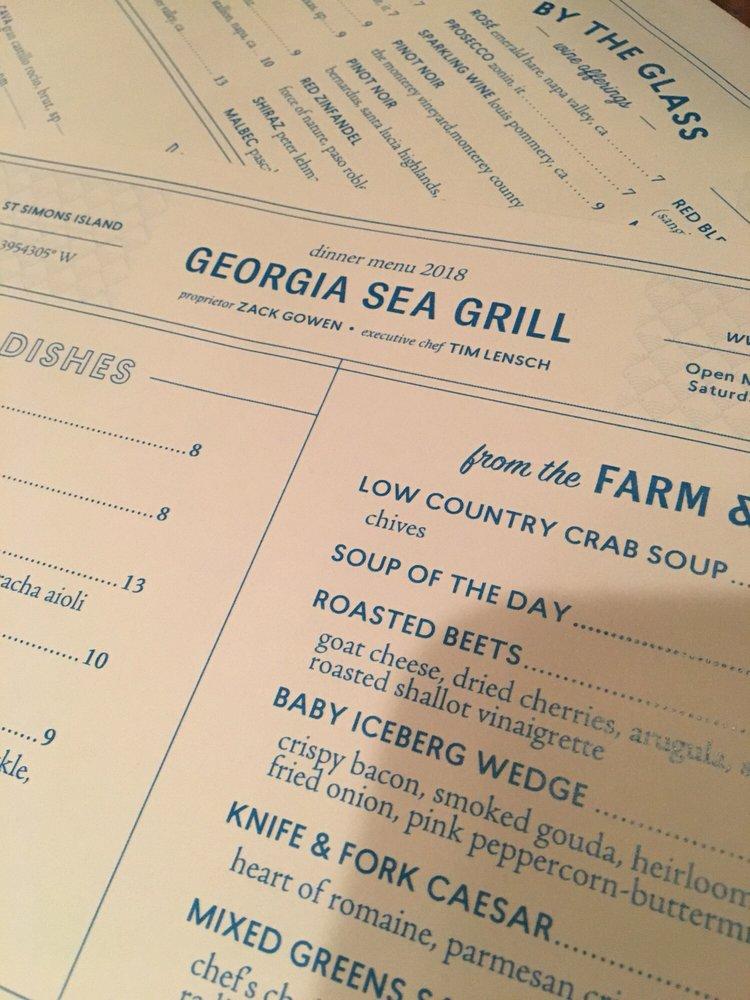 Menu at GEORGIA SEA GRILL pub & bar, Saint Simons Island, 407 Mallery St
