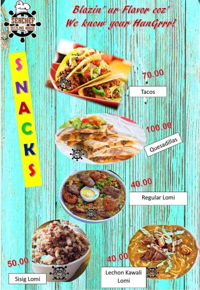 Menu at SeaChef Sizzling House restaurant, Lemery