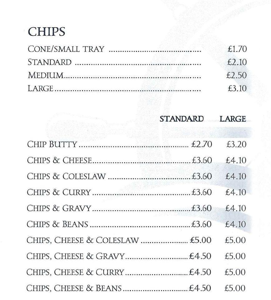 Menu at The Galley Fish & Chip Shop fast food, Lossiemouth