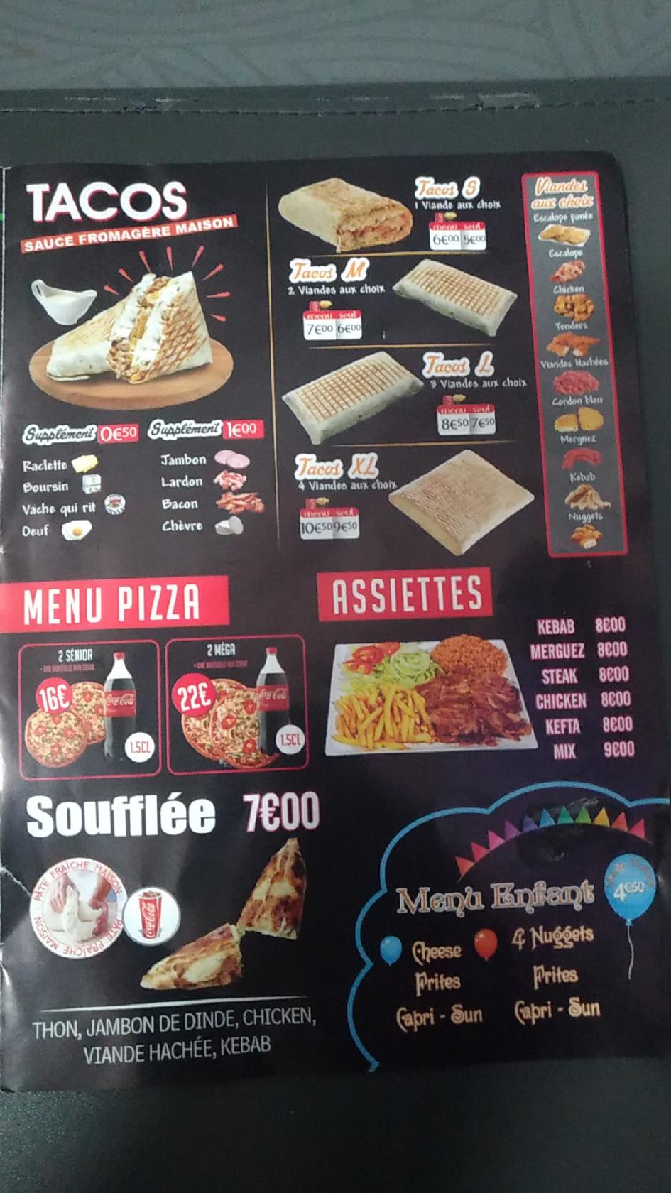 Menu at Extra Pizza restaurant, Sens