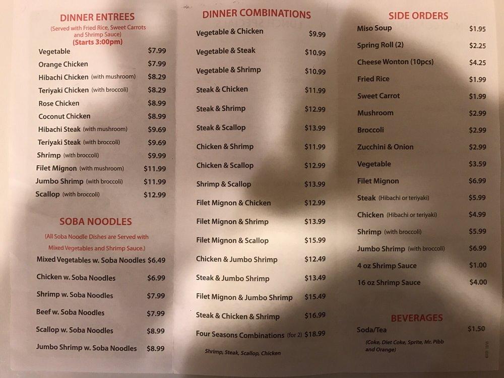 Menu at Fuji Japanese Express restaurant, Abingdon