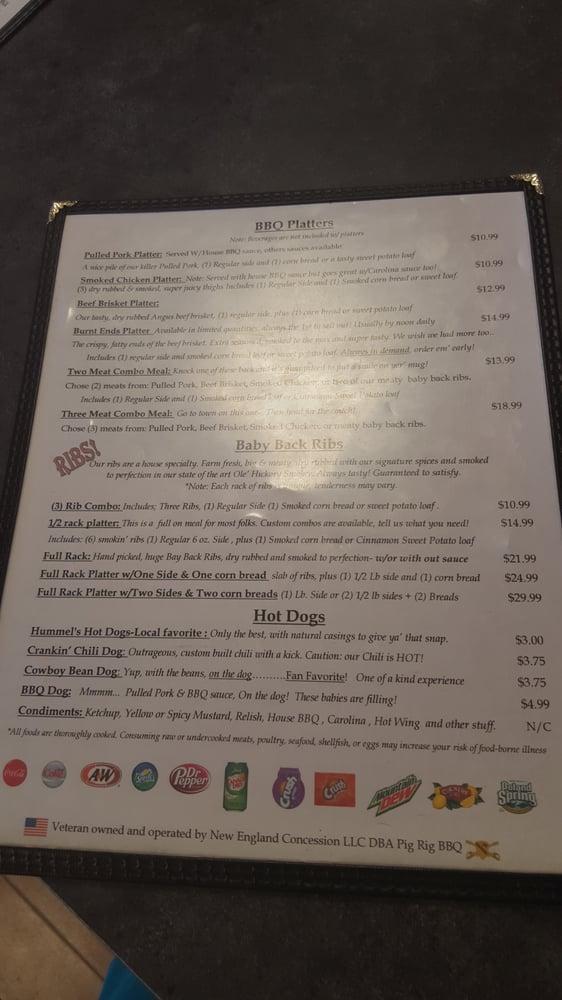 Menu at Pig Rig BBQ, Wallingford, 950 Yale Ave