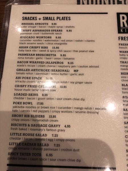 Menu at Reunion Kitchen + Drink pub & bar, Laguna Beach