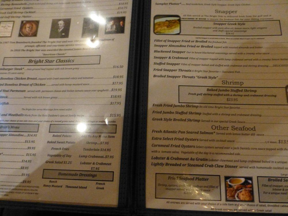 Menu at Bright Star Restaurant, Bessemer