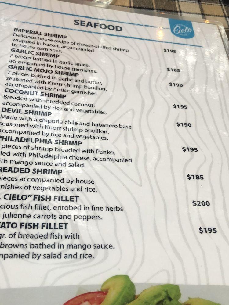 Carta de El Cielo Restaurant Bar Plazuela Machado, Mazatlán, Sixto ...