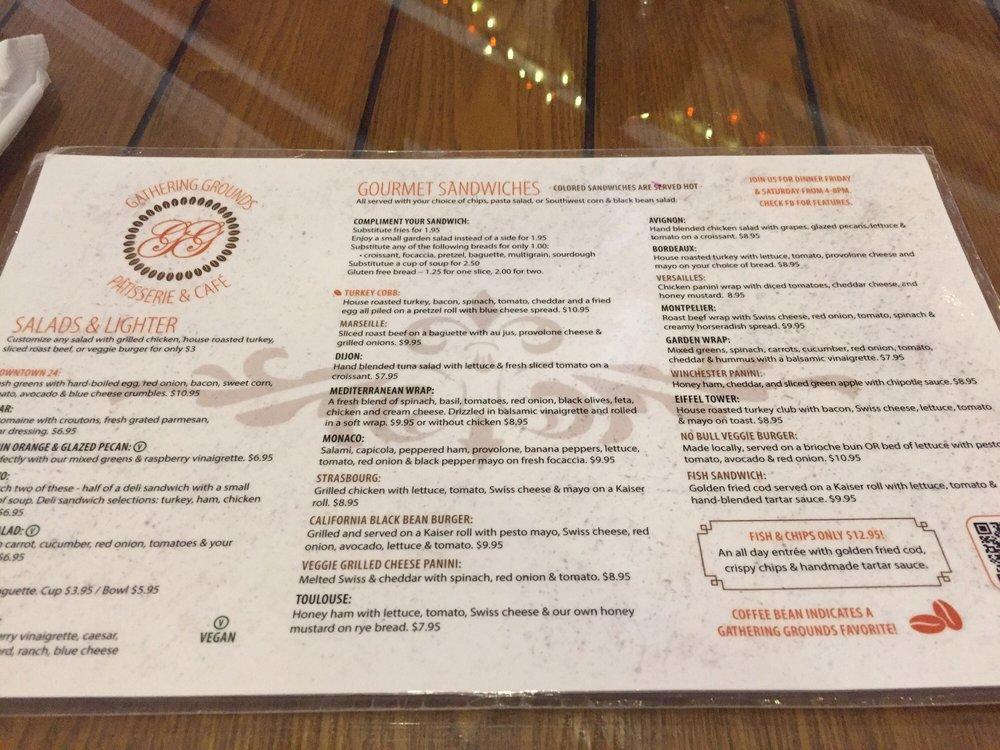 Menu at Gathering Grounds Patisserie & Cafe, Luray