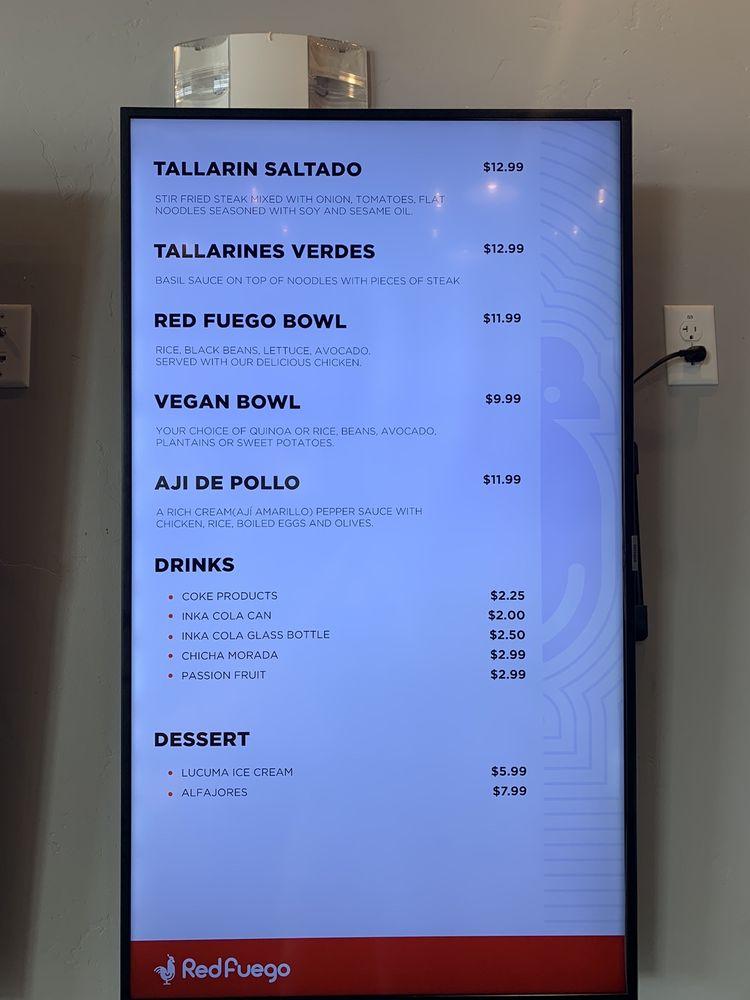 Menu at Red Fuego restaurant, Lehi