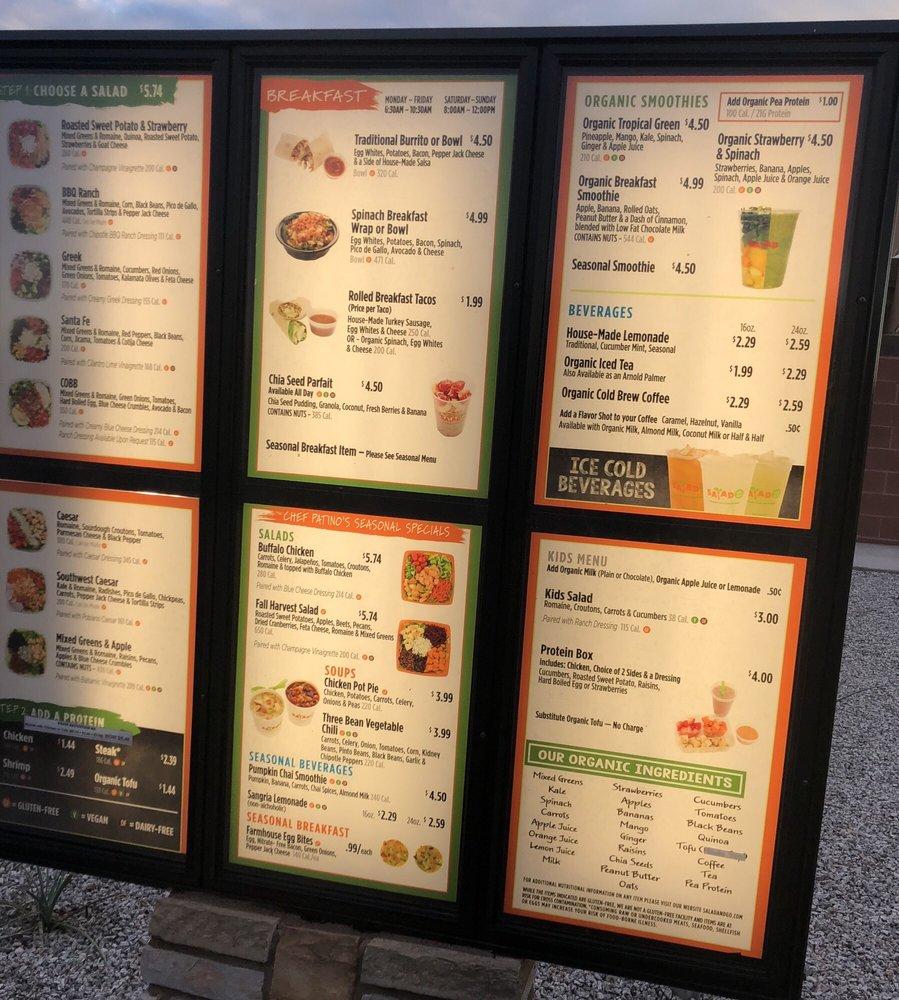 Menu at Salad and Go fast food, Queen Creek, S Ellsworth Rd