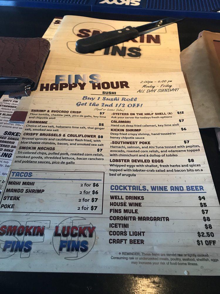 Menu at Smokin Fins restaurant, Chandler