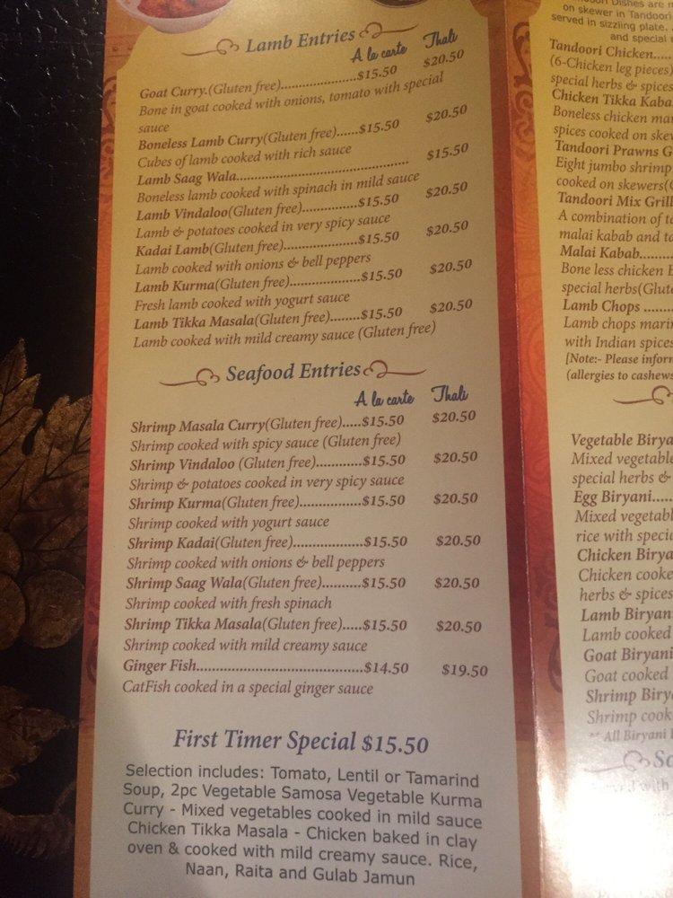 Menu at TAZ Indian Cuisine Buffet Restaurant Indian Restaurant Indian ...