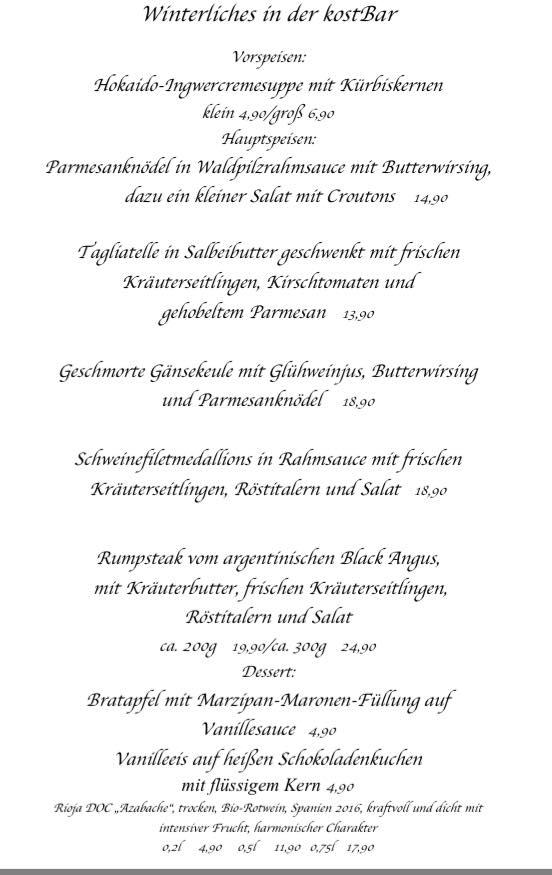 Speisekarte von kostBar, Marburg
