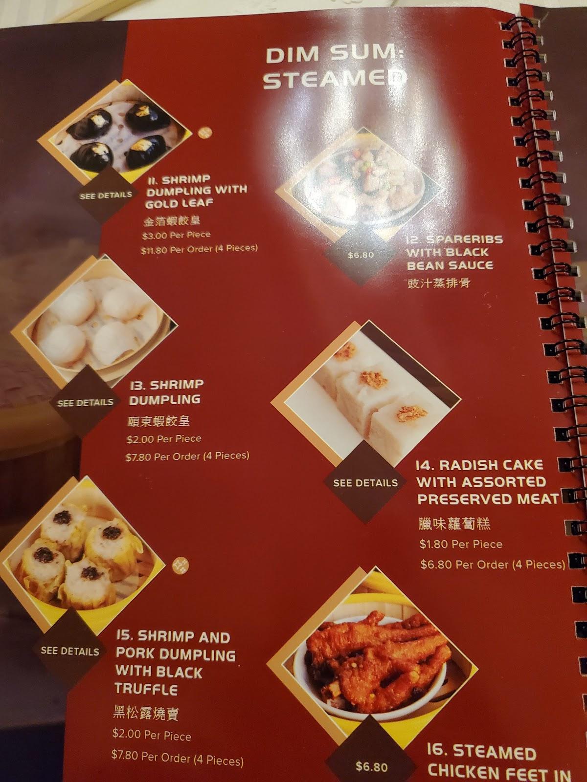Menu at Chef Tony restaurant, Pasadena