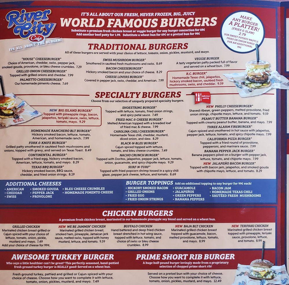 Menu at River City Cafe, North Myrtle Beach, N Kings Hwy